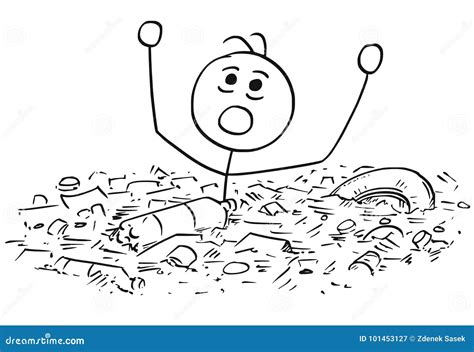 Man Drowning In Waste Garbage Dump Stock Vector Illustration Of Hand Stick 101453127