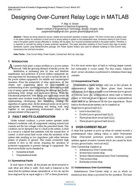 Designing Over Current Relay Logic In Matlab Pdf Electric Power System Relay