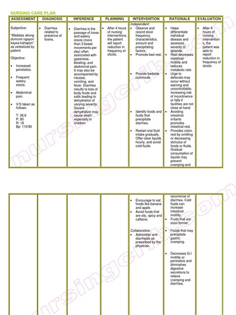 Nursing Care Plan For Diarrhea Pdf Human Feces Diarrhea