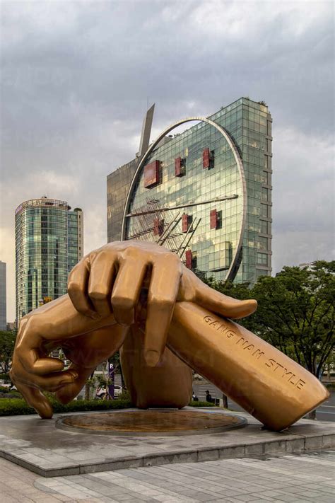 South Korea - JUNE 30, 2018:Gangnam Style sculpture representing city ...