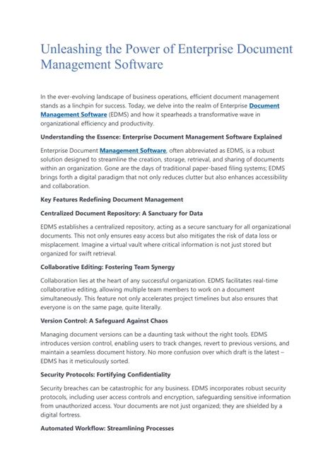 Ppt Unleashing The Power Of Enterprise Document Management Software