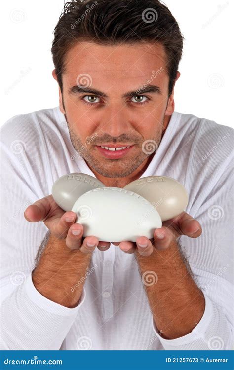 Man With Pebbles Stock Image Image Of Standing Person 21257673