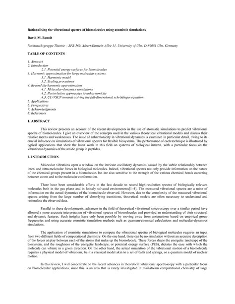 Pdf Rationalising The Vibrational Spectra Of Biomolecules Using Atomistic Simulations