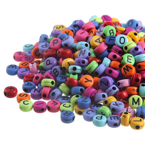 Letter Beads Colorful Alphabet Beads Mixed Acrylic English Abc Bead