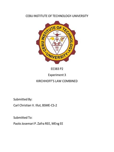 Illut Ee Lab Report 3 Pdf Physical Sciences Physics