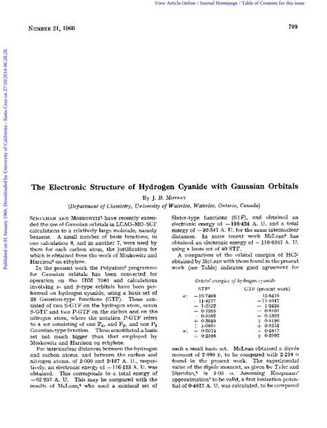 Pdf The Electronic Structure Of Hydrogen Cyanide With Gaussian Orbitals Dokumentips