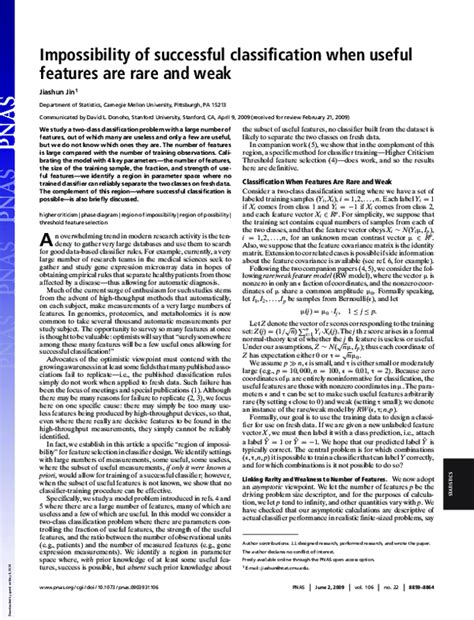 Pdf Impossibility Of Successful Classification When Useful Features