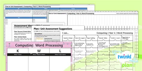 Computing Word Processing Year Assessment Pack Twinkl