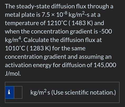 Solved The Steady State Diffusion Flux Through A Metal Plate