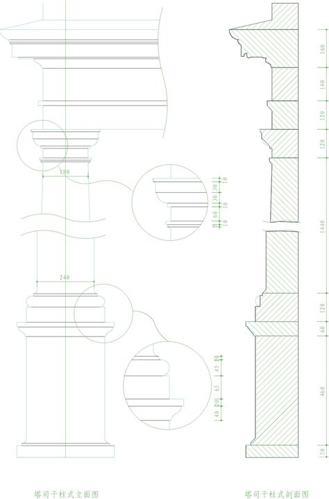建筑cad常用千种图块之西式柱 Autocad 模型图纸下载 懒石网