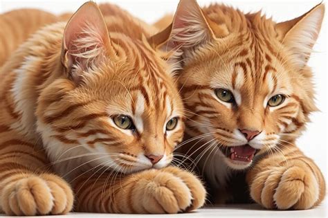 Premium Ai Image Closeup Shot Of One Ginger Cat Licking The Other
