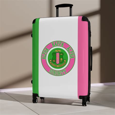 Alpha Kappa Alpha Sorority Suitcase Pink And Green Traveling Luggage