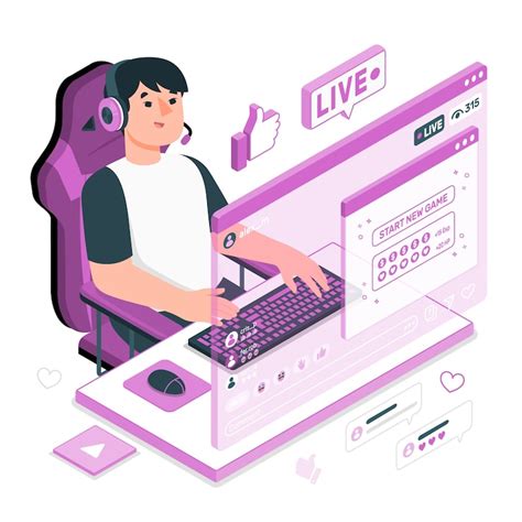 라이브 스트리밍 컨셉 일러스트레이션 무료 벡터