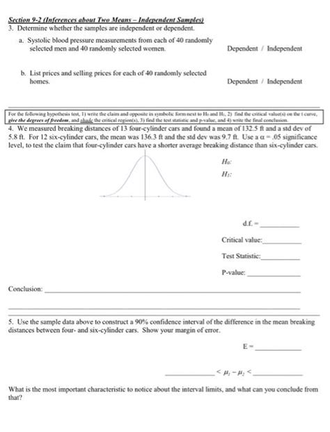 Solved Section 9 2 Inferences About Two Means Independent
