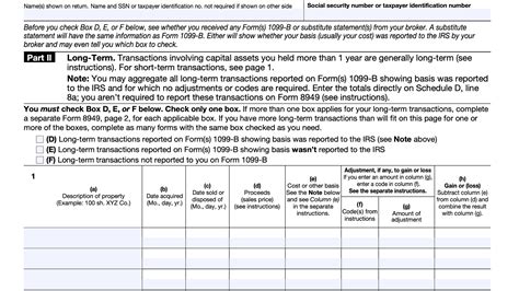 Irs Form 8949 Instructions Sales And Dispositions Of Capital Assets
