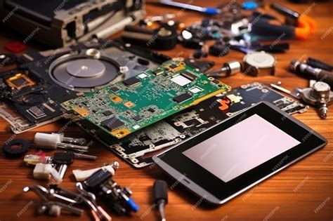 Premium Ai Image Tablet With Broken Cracked Lcd Display Among