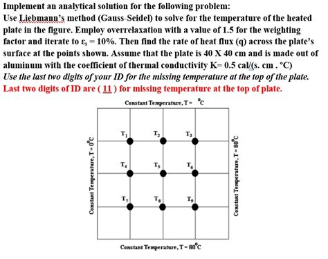 Implement An Analytical Solution For The Following