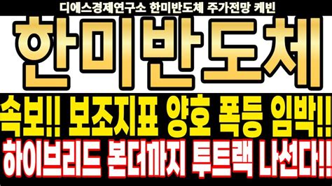 한미반도체 주가전망 속보 보조지표 양호 폭등 임박 하이브리드 본더까지 투트랙 나선다 Feat디에스경제연구소 케빈 Youtube