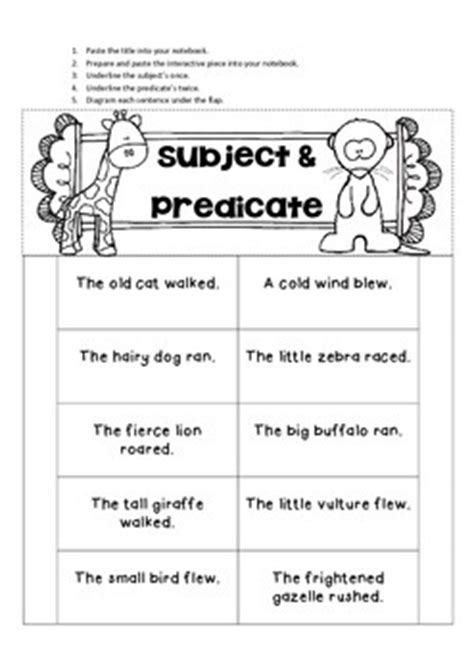 Subject Predicate Interactive Notebook By Deborah Perrot The Paper Maid