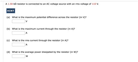 Solved A kΩ resistor is connected to an AC voltage Chegg