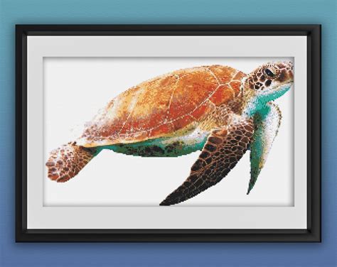 Sea Turtle Cross Stitch Pattern Instant PDF Download Sea Turtle Watercolor Cross Stitch Pattern