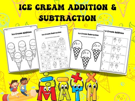 Summer Break Math Ice Cream Addition And Subtraction Teaching Resources