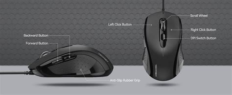Tecknet Wired Mouse Usb Wired Computer Mouse With 3600dpi