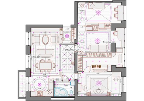 Дизайн квартиры чертеж в Автокаде бесплатный Dwg файл