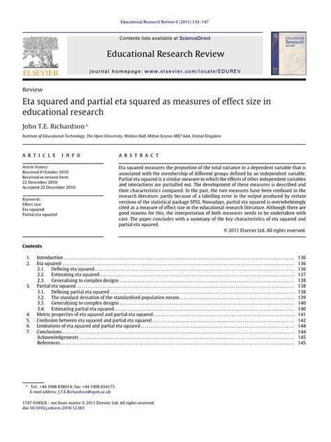 Eta Squared And Partial Eta Squared As Measures Of Effect Size In Educational Research Pdf Pdf