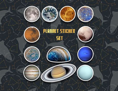 Solar System Planets Astronomy Sticker Bundle Water Resistant Stickers