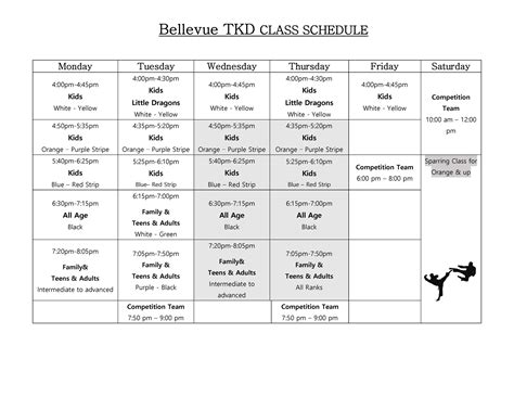 Class Registration Bellevue Taekwondo