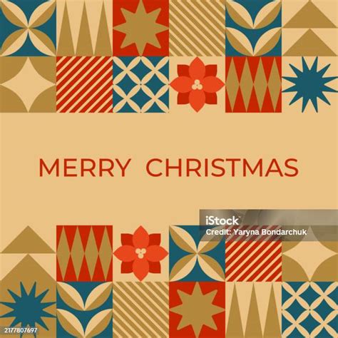 기하학적 요소가 있는 사각형 크리스마스 인사말 카드입니다 플랫 스타일 줄무늬에 대한 스톡 벡터 아트 및 기타 이미지 줄무늬 크리스마스 형판 Istock