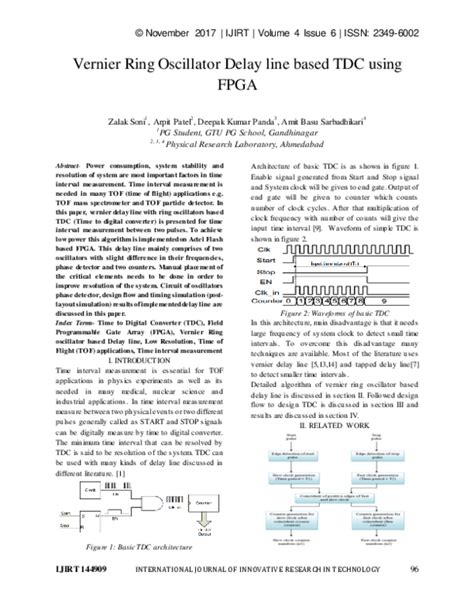 Pdf Vernier Ring Oscillator Delay Line Based Tdc Using Fpga