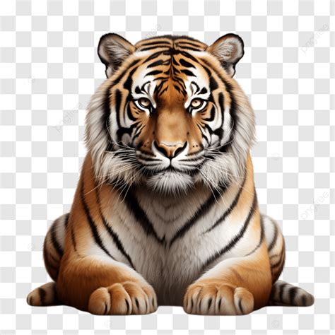 눈에 띄는 주황색과 검은색 줄무늬가 있는 장엄한 벵골 호랑이가 자랑스럽게 앉아 있습니다 위엄 있는 벵골 호랑이 Png 일러스트 및 이미지 에 대한 무료 다운로드