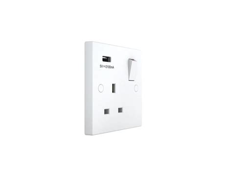 Single Socket With USB Port 13A Fil Fil
