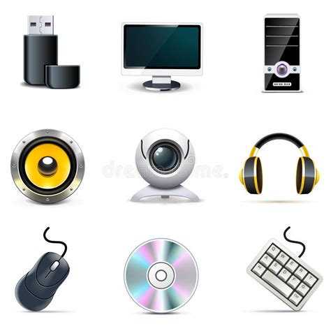 vector detailed computer parts icon set part 5 stock vector