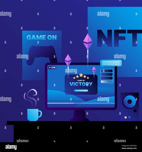 NFT Crypto Games Illustration NFT Game Streamer Vector Illustration Stock Vector Image Art
