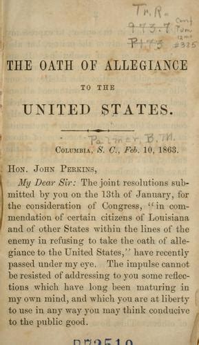 The Oath Of Allegiance To The United States By B M Palmer Open Library