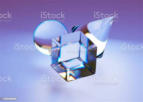 유리로 만든 기하학적 모양 유리 큐브 구체 및 홀로그램 굴절이 있는 원뿔 3d 렌더링 0명에 대한 스톡 사진 및 기타 이미지 0명 3차원 형태 결정체 Istock