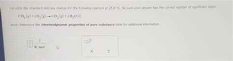 Solved Calculate The Standard Entropy Change For The Chegg