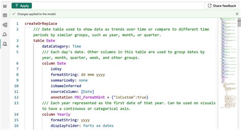 dax date table in tmdl