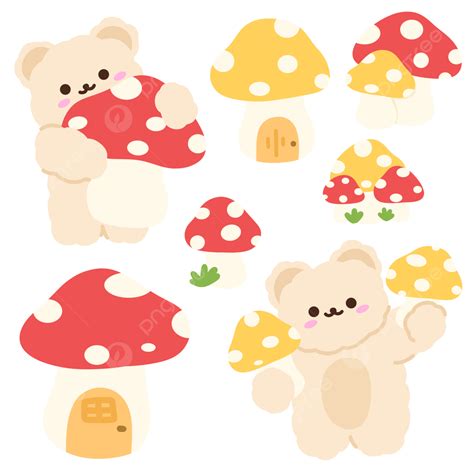 Korean Bear Stickers Png Picture Cute Bear And Mushroom Sticker Korean