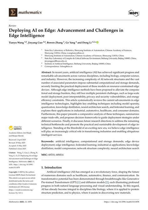 Pdf Deploying Ai On Edge Advancement And Challenges In Edge Intelligence