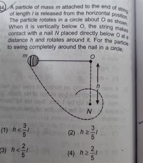 a particle of mass m attached to the end of string of length is release