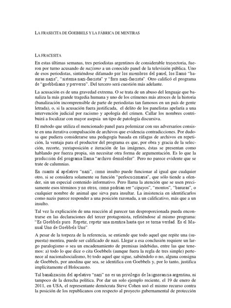 La Frasecita De Goebbels Y La Fábrica De Mentiras Por Iván Almeida