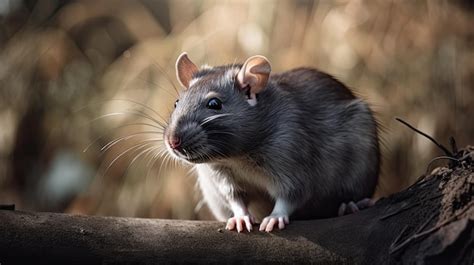 Premium Photo A Rat On A Branch In A Field