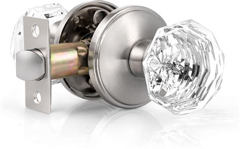 Pinlin 1 Pack Passage Glass Door Knobs With Dianmond Shape Non Locking
