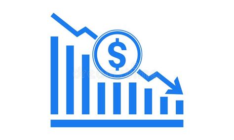 Vector Illustration Of Dollar Rate Decrease Icon Money Symbol With