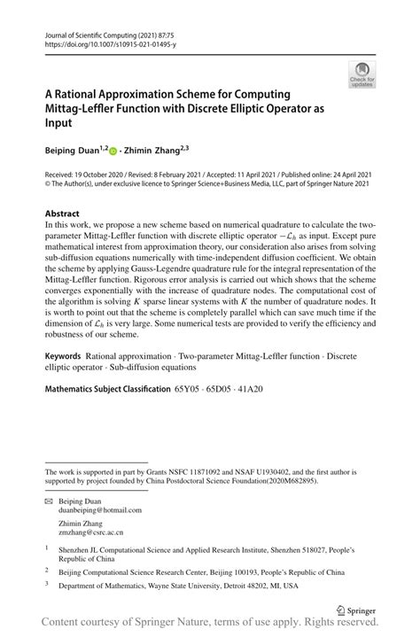 A Rational Approximation Scheme For Computing Mittag Leffler Function With Discrete Elliptic