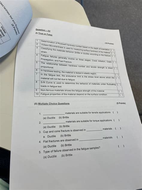 Solved Question 02 I True Or False Ii Multiple Choice